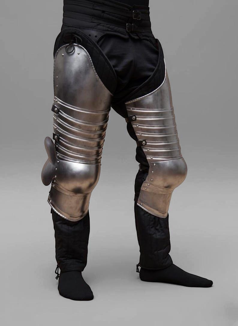 Medieval Polished Steel Knight Leg Armor | Handmade Half Leg Armor Set ...