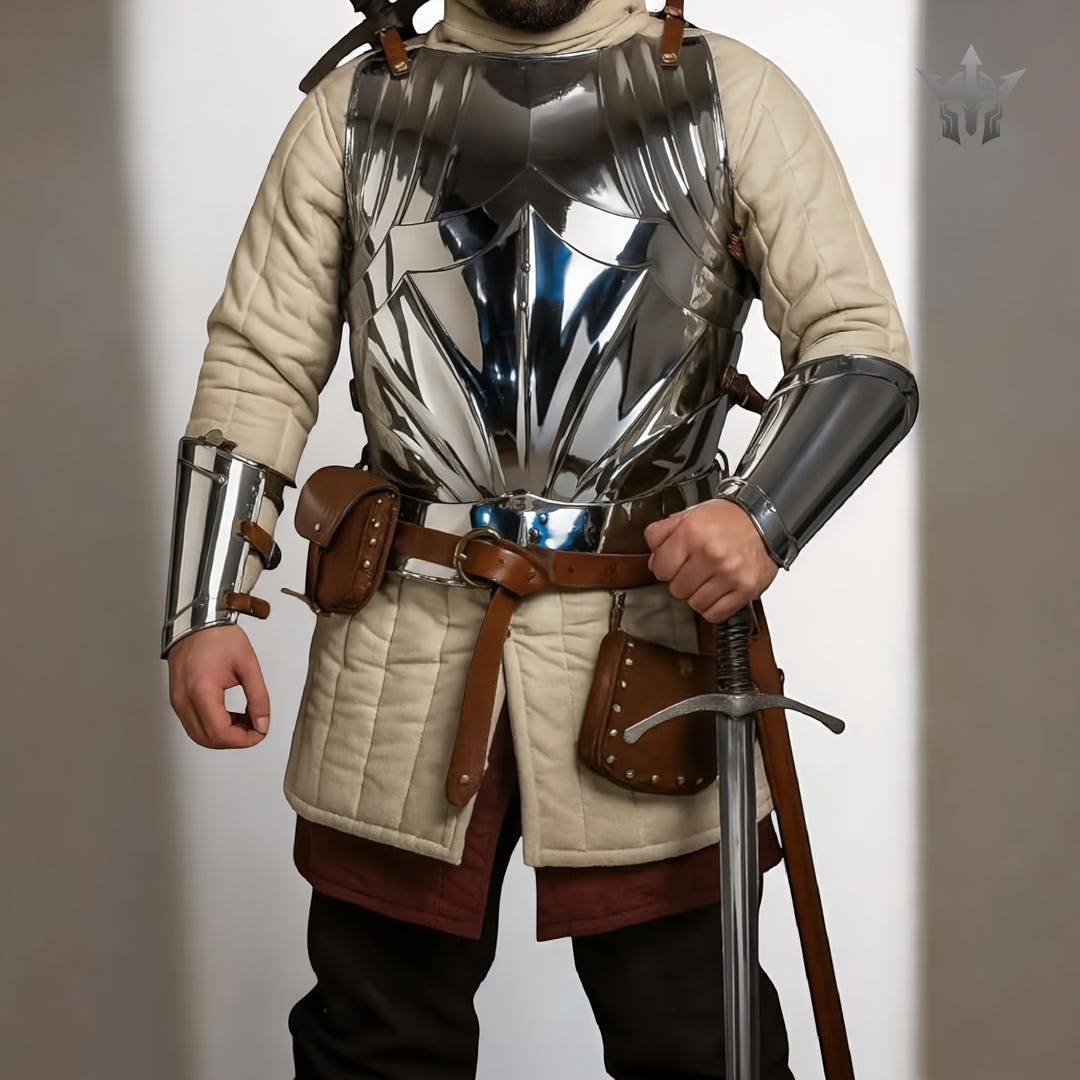 Polished Medieval Steel Cuirass Armor With Bracers Wearable Plate Armor ...