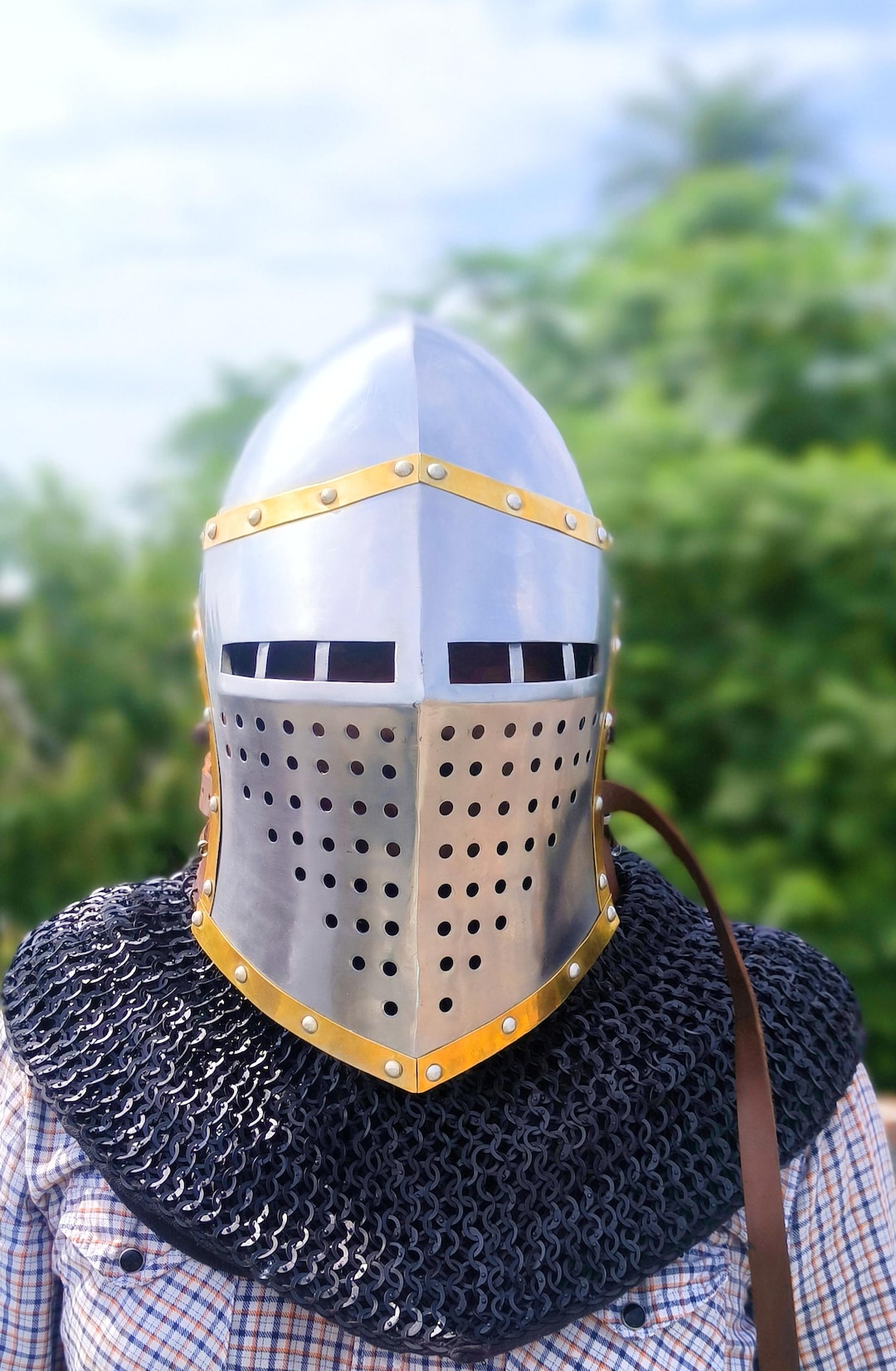 Medieval Combat Bascinet Chainmail Helmet Crusader Helmet Elite Armor ...