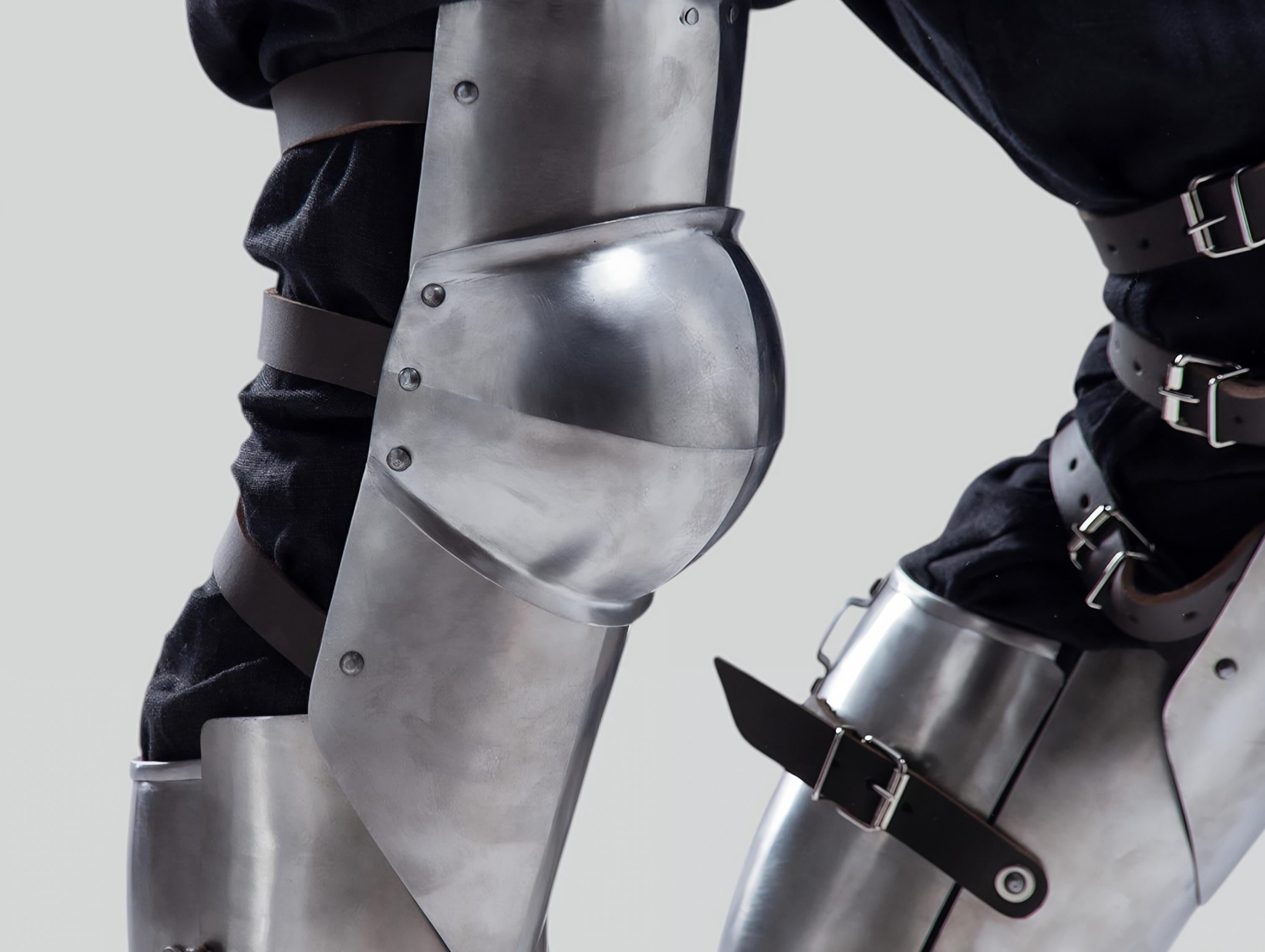 Medieval Knight Leg Greaves With Knee Caps – Polished Steel Armor for ...