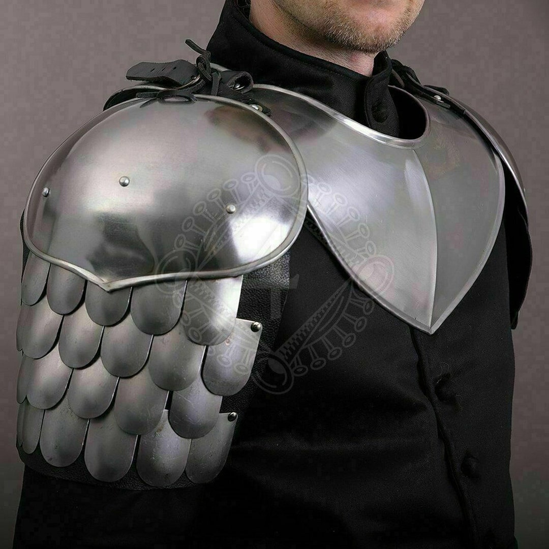 Medieval Steel Armour Shoulder Medieval Knight Scale Steel Pair of Pauldrons Armor Shoulder With ...