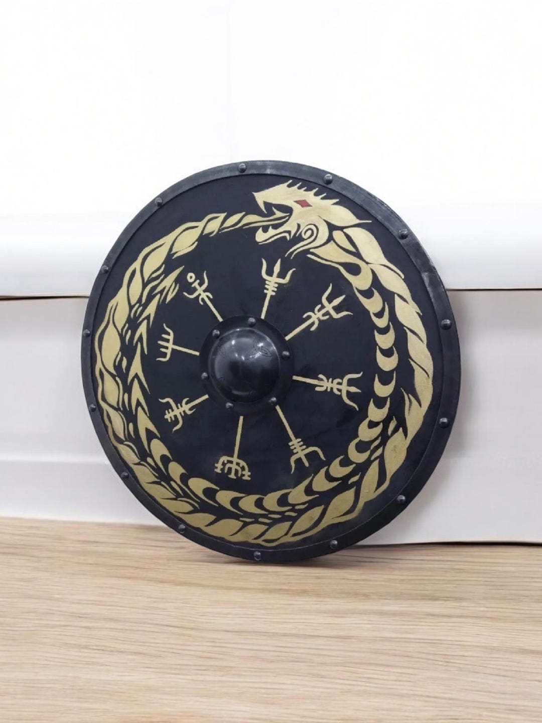 Custom Valhalla Viking Shield, Medieval Carved Wooden Round Viking ...
