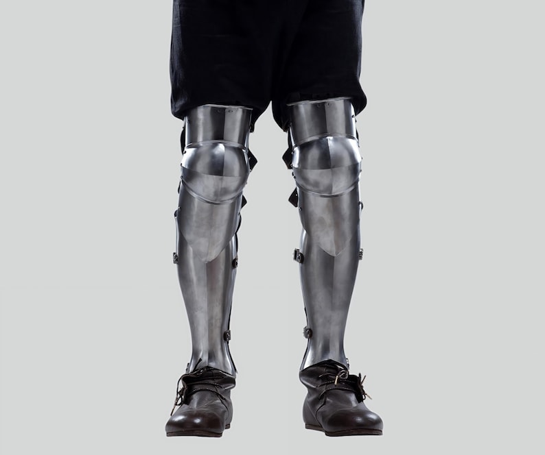 Medieval Knight Leg Greaves With Knee Caps – Polished Steel Armor for ...