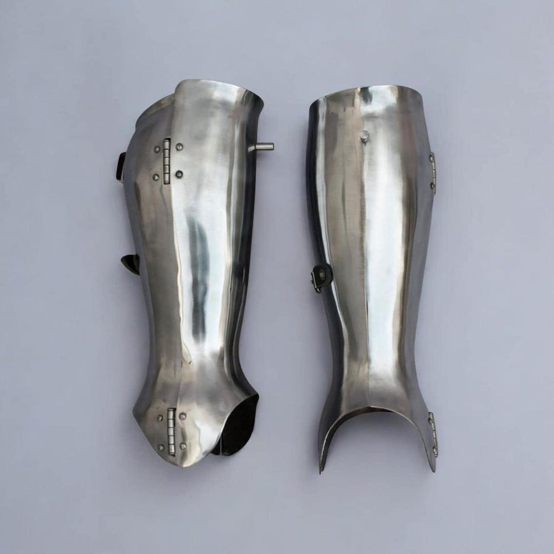 Handmade Medieval Steel Leg Greaves / Shin Armor | Knight Plate Greaves ...