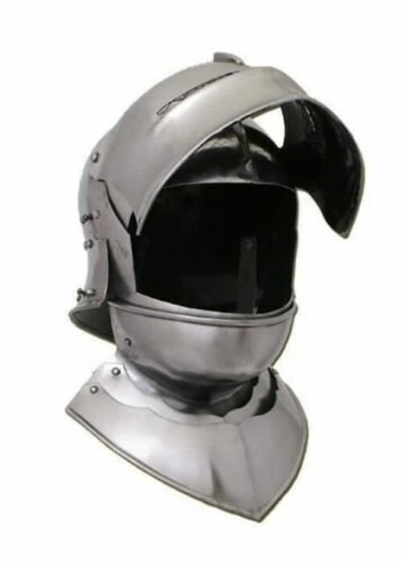 Medieval Gothic Sallet With Bevor Knight Helmet Made From 18 Gauge of ...