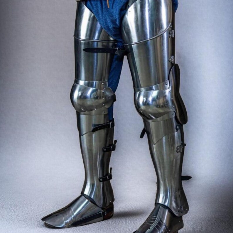 Medieval Knight Leg Armor: 18 Gauge Steel Greaves & Cuisses - LARP, SCA ...