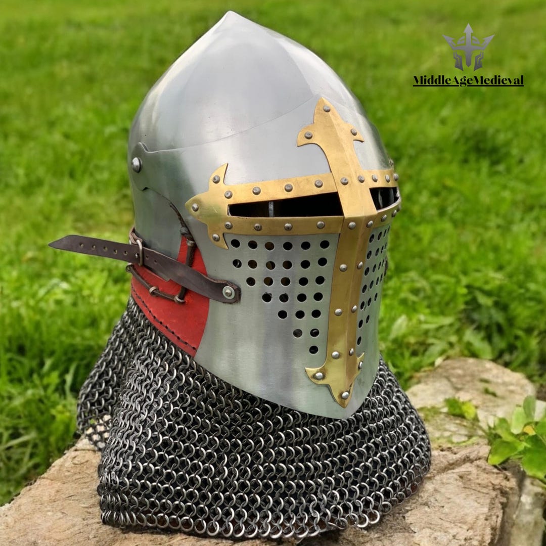 Medieval Great Helm Crusader Knight Helmet – Handmade Steel Armor ...