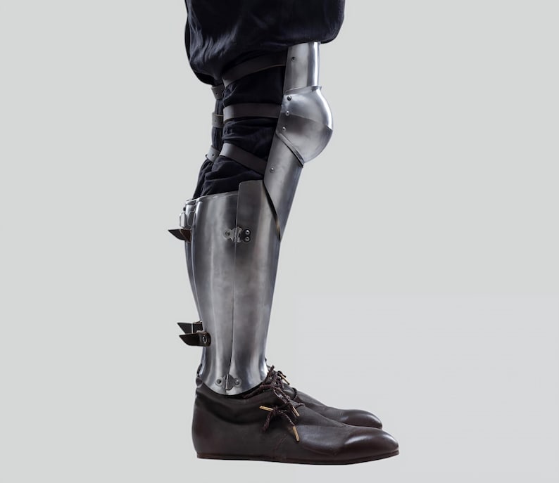 Medieval Knight Leg Greaves With Knee Caps – Polished Steel Armor for ...