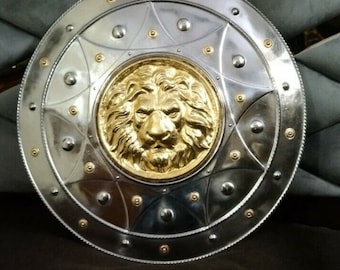 Medieval Lion Face Shield Knight Armor Round Shield Battle Warrior ...