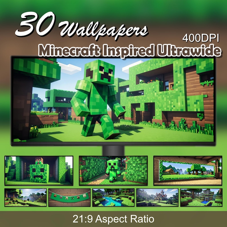 Minecraft Ultrawide Inspired Desktop Wallpaper Blocks Screens Pack ...