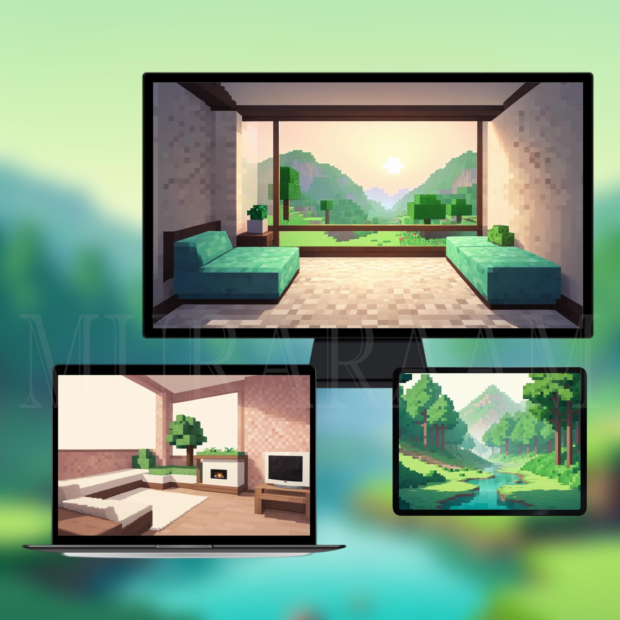 Minecraft Inspired Desktop Wallpaper Blocks Screens Pack Laptop ...