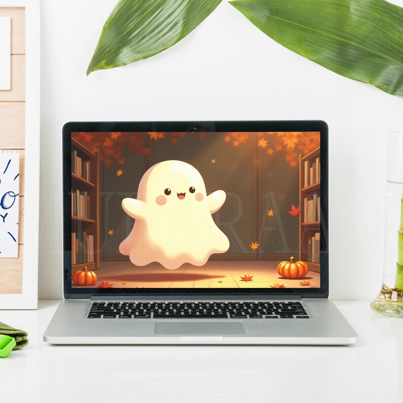 Cute Ghosts Autumn Wallpaper, Cozy Lofi Aesthetic (digital Download) - Etsy