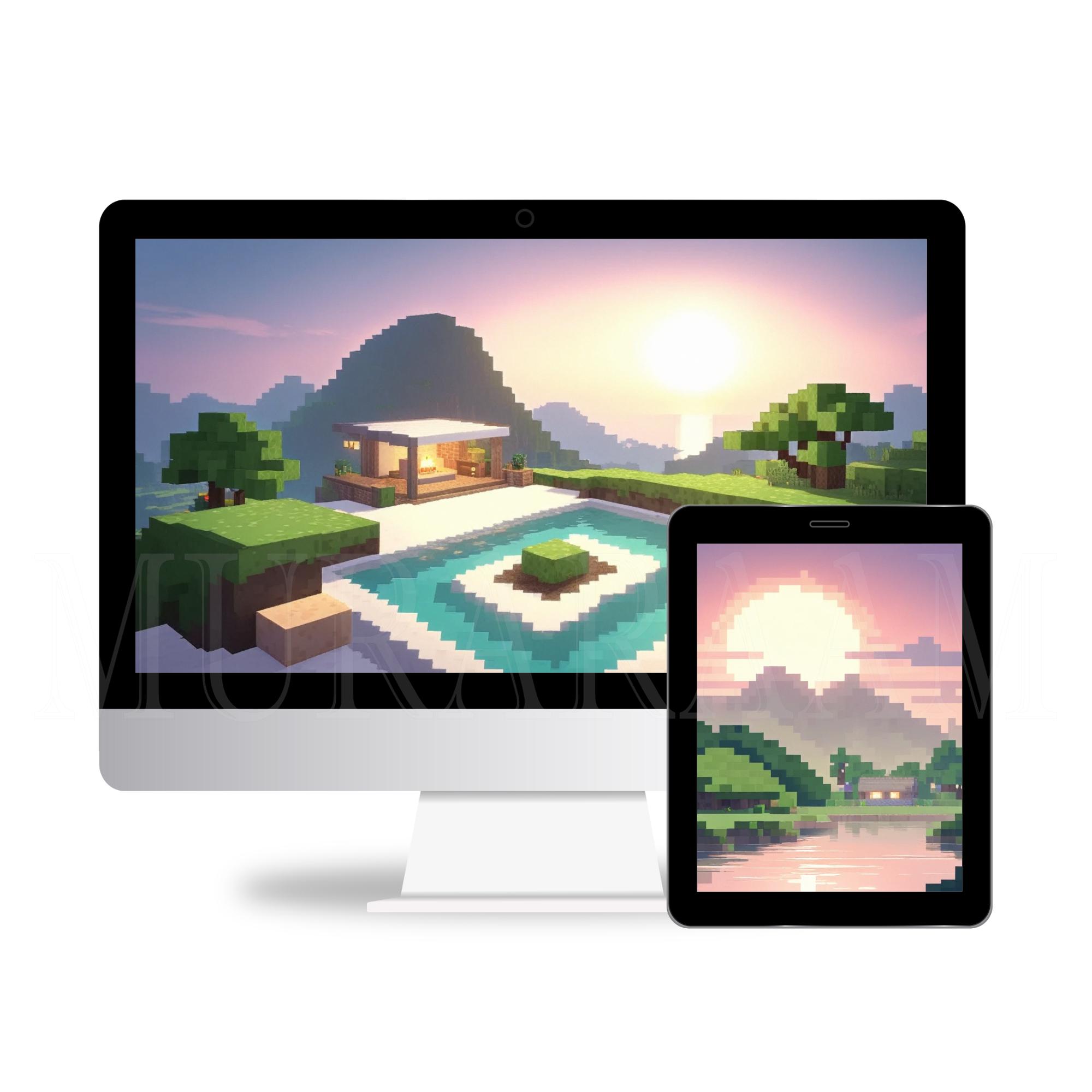 Minecraft Inspired Desktop Wallpaper Blocks Screens Pack Laptop ...