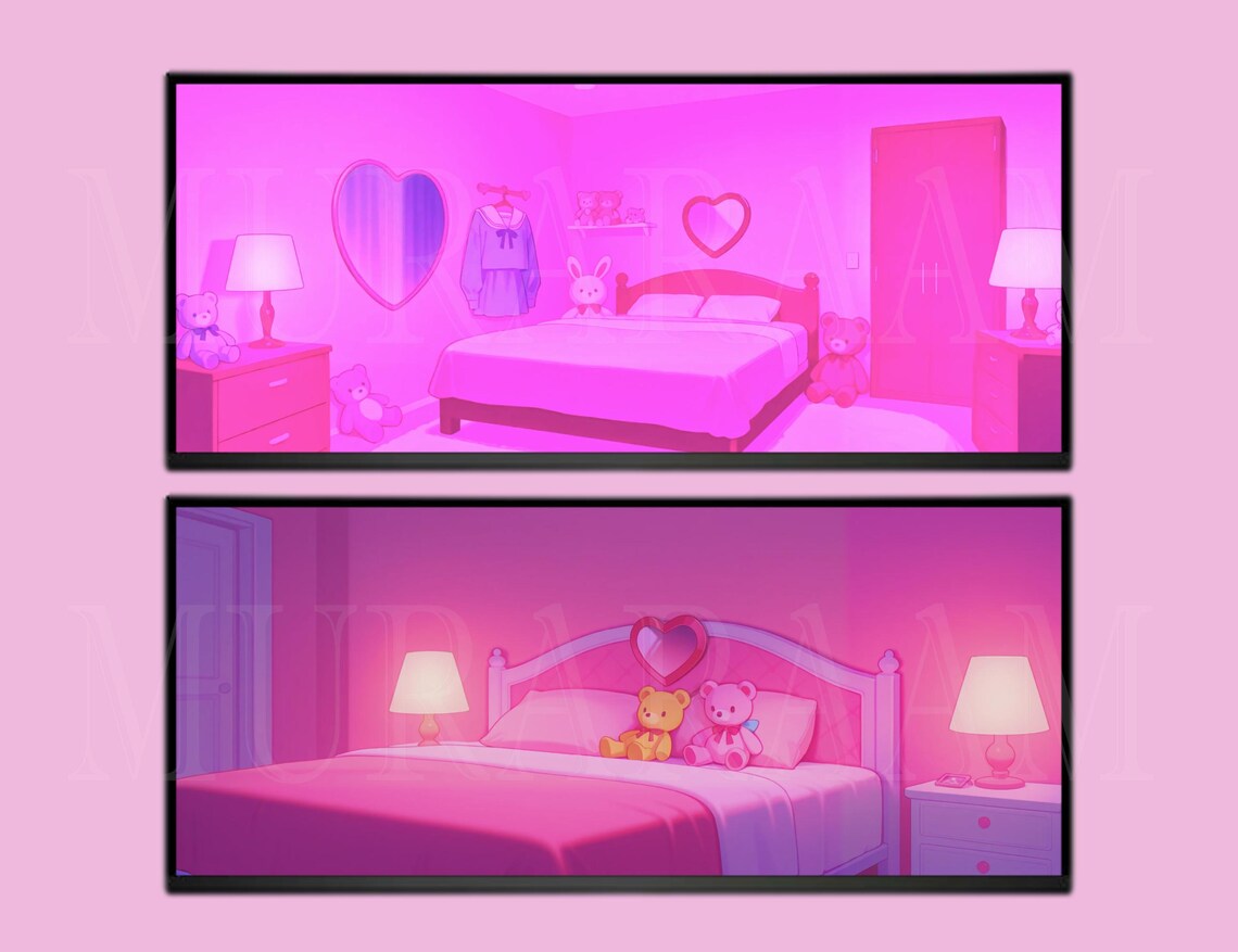 Animated Pink Room Kawaii Vtuber Background: 30sec Loop (digital ...