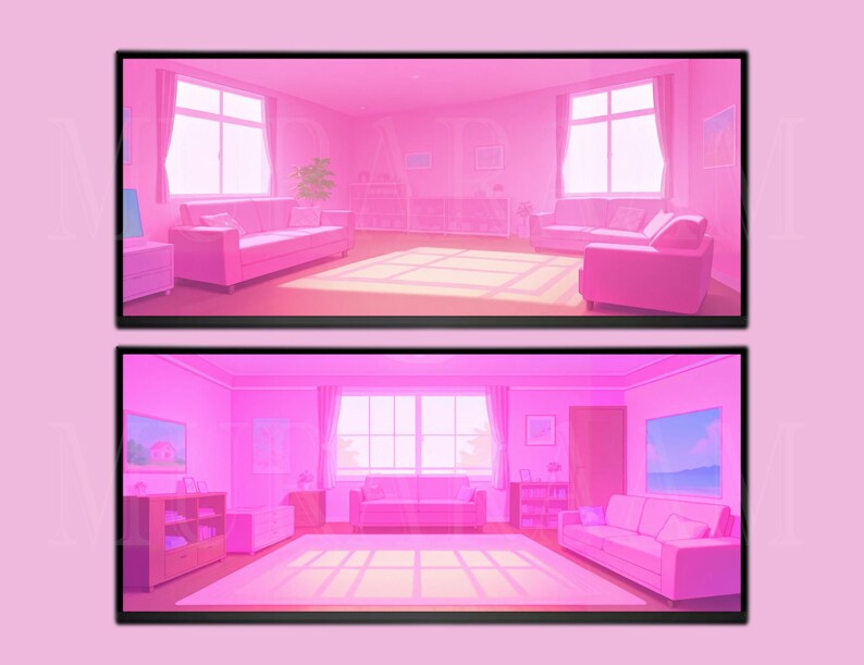 Animated Virtual Background 6 Pink Room Kawaii for Vtuber, Twitch ...