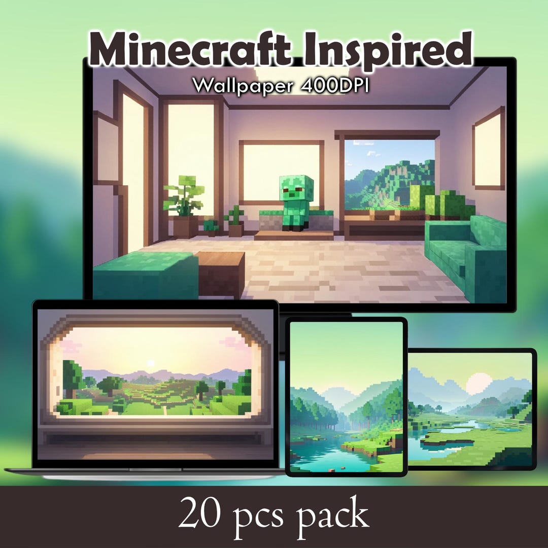 Minecraft Inspired Desktop Wallpaper Blocks Screens Pack Laptop ...