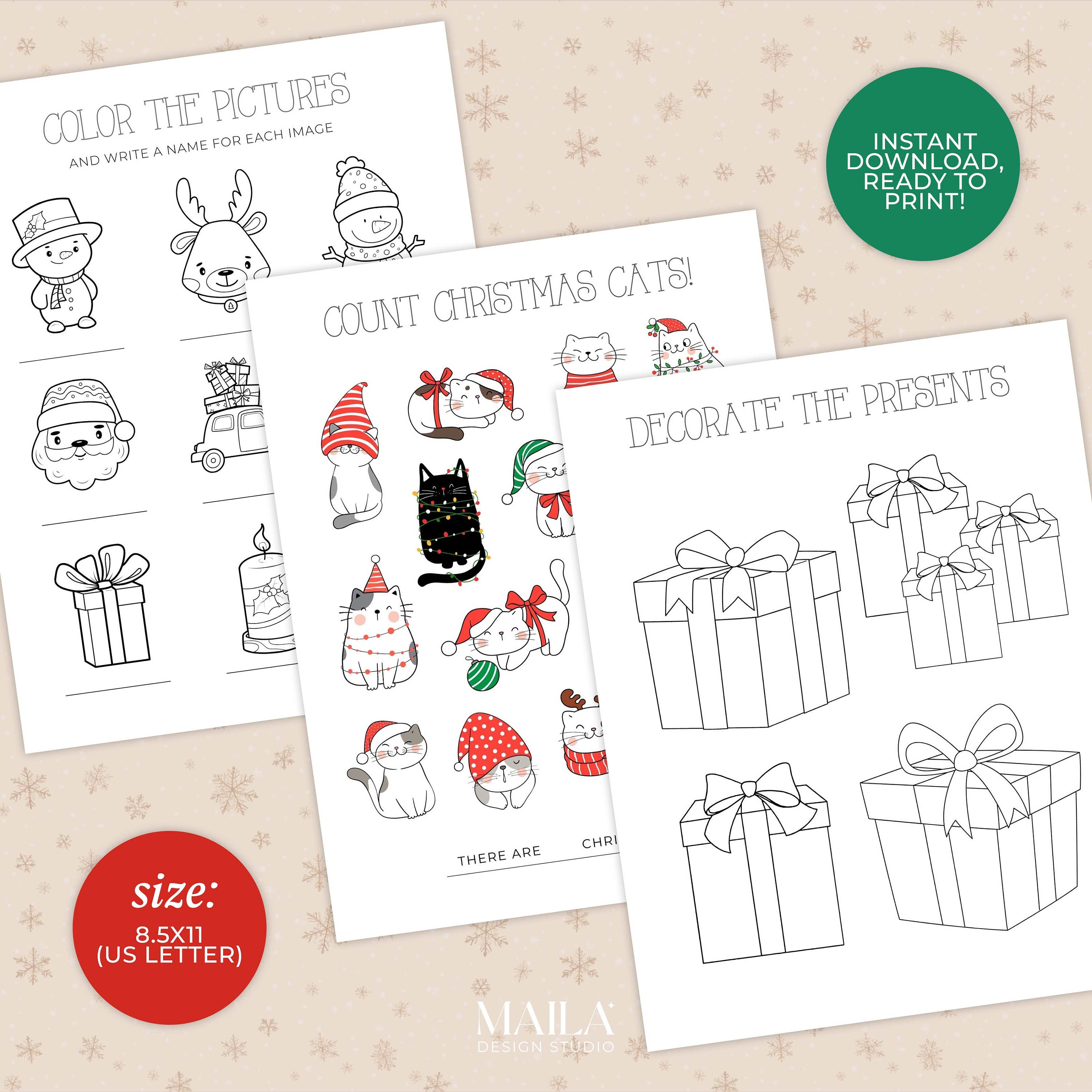 Printable Kids Christmas Activity Book - Holiday Children Activity ...