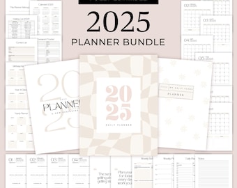 2025 Planner Template in Beige With Extra Covers Easy to Edit Canva ...