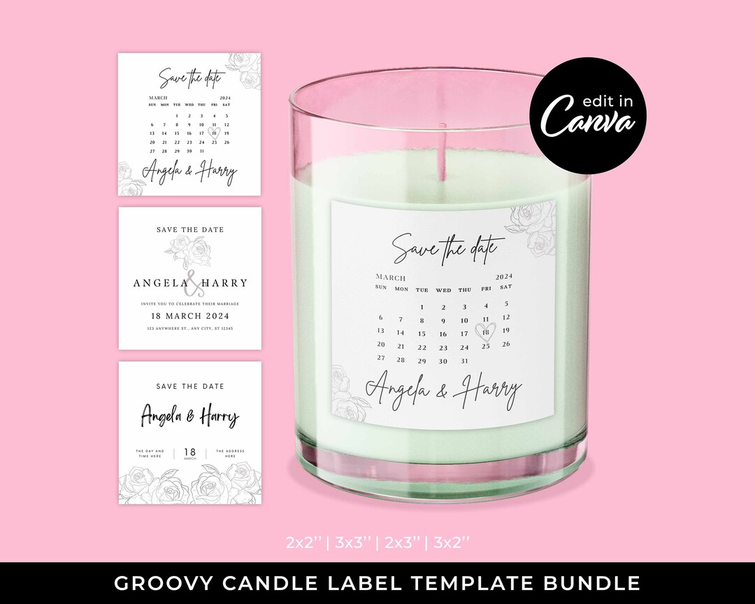 Save the Date Label Template Bundle - Easy to Edit Canva Template ...