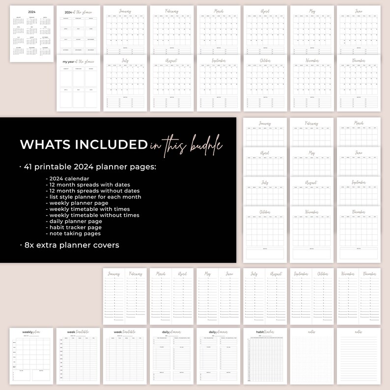 2024 Printable Planner With Extra Covers Ready to Print Minimalistic ...