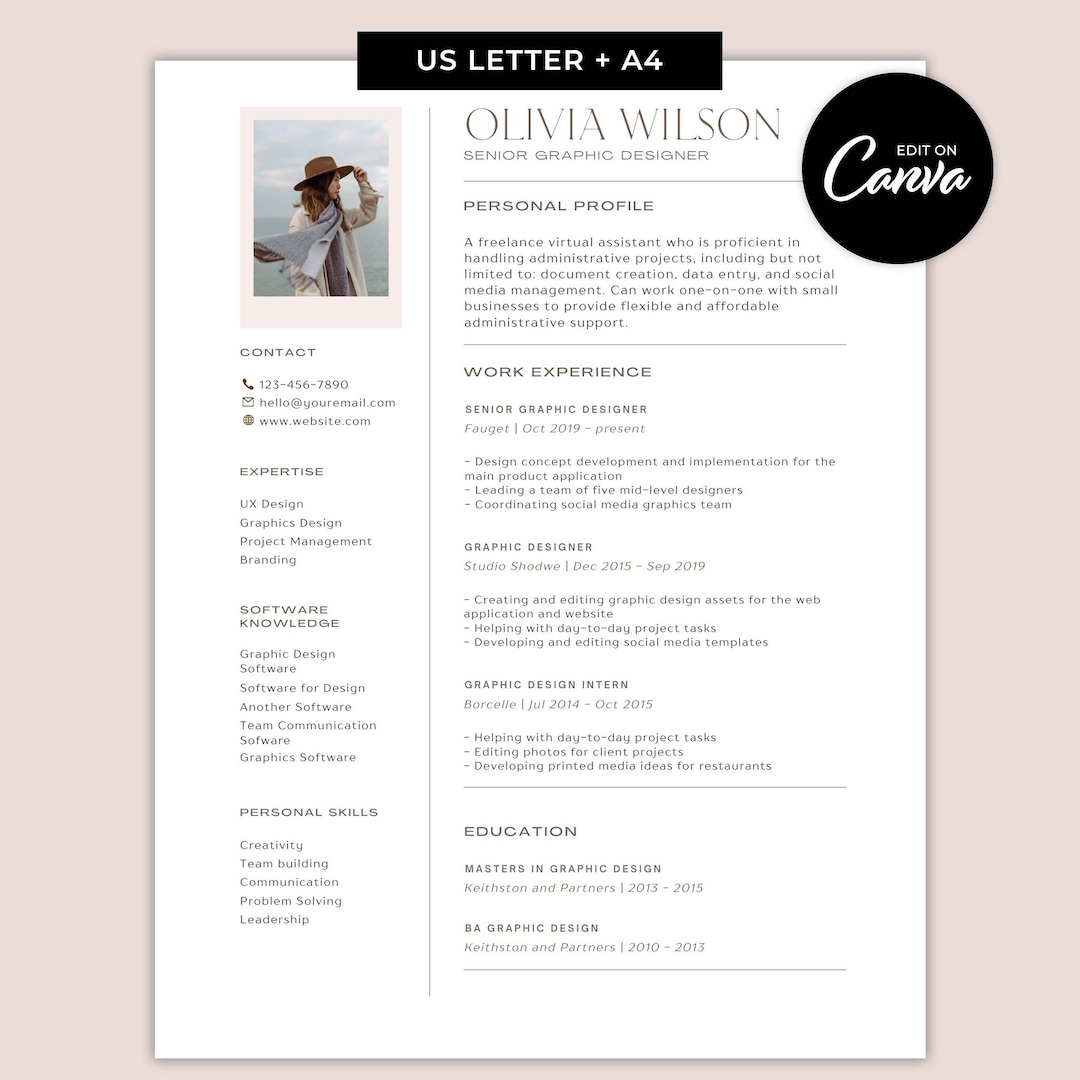Aesthetic CV Template Easy to Edit Canva Template Editable Printable ...