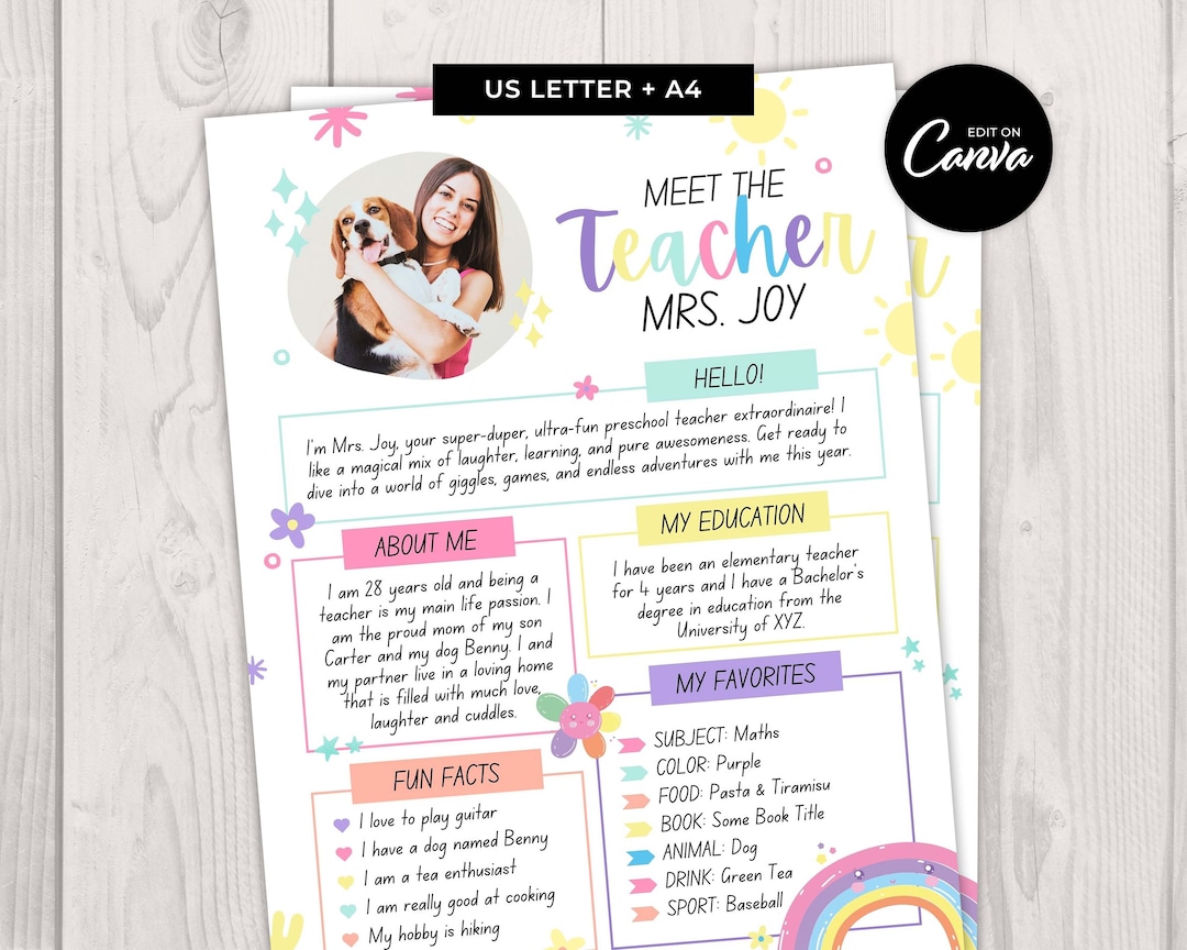 Plantilla Conozca a la Maestra - Plantilla Canva fácil de editar ...