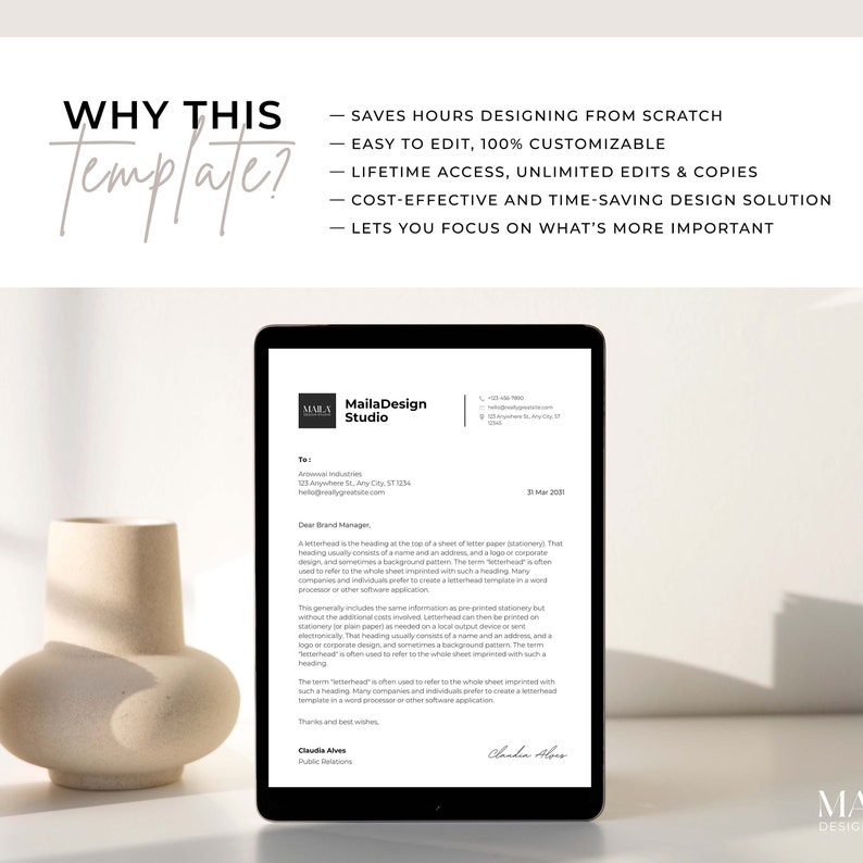 Clean & Modern Letterhead Template - Easy to Edit Canva Templates ...