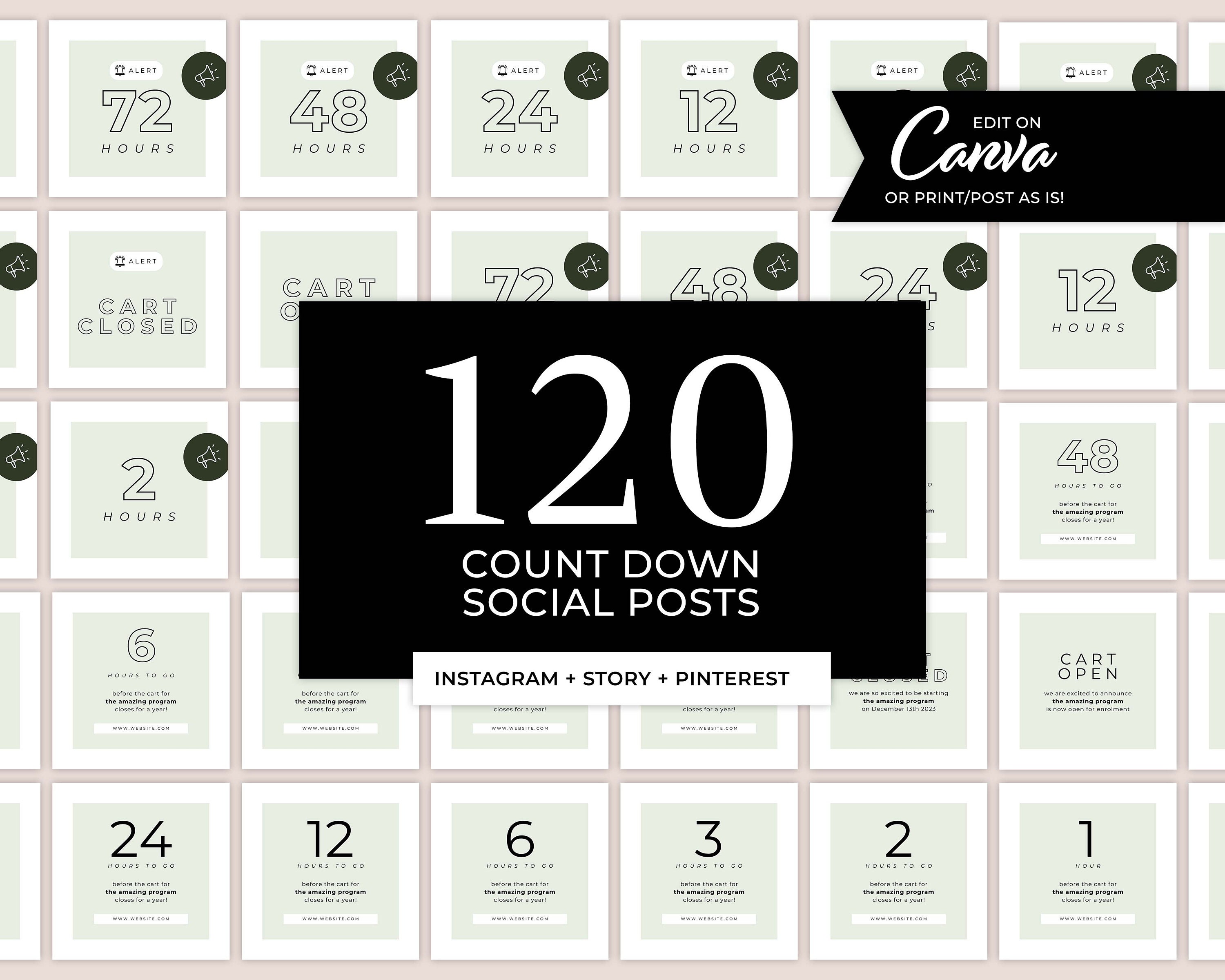 120 Countdown Product Launch Social Media Posts Easy to Edit Canva ...