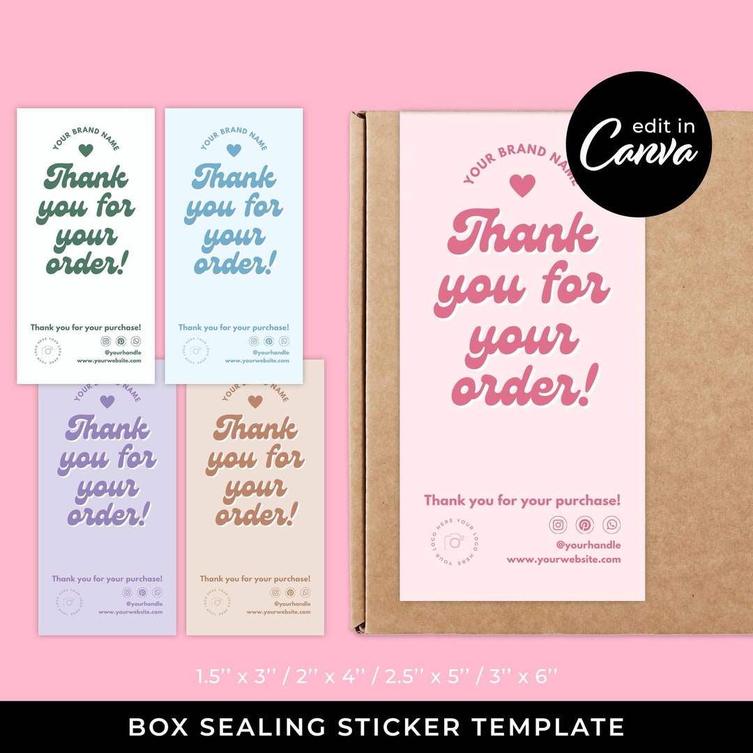 Box Seal Sticker Template - Easy to Edit Canva Templates - Editable ...