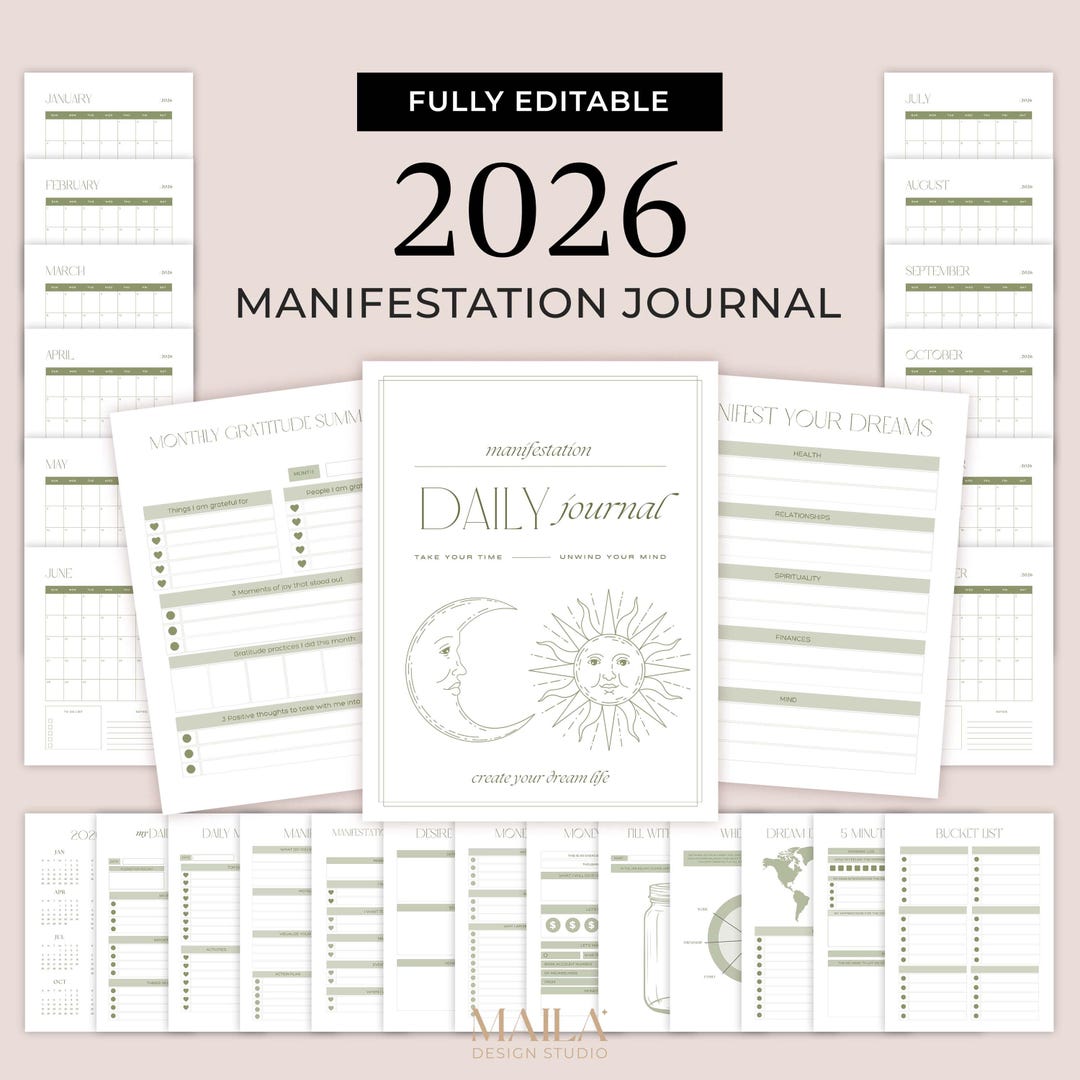 2026 Manifestation Journal, Easy to Edit Canva Templates, Aesthetic ...