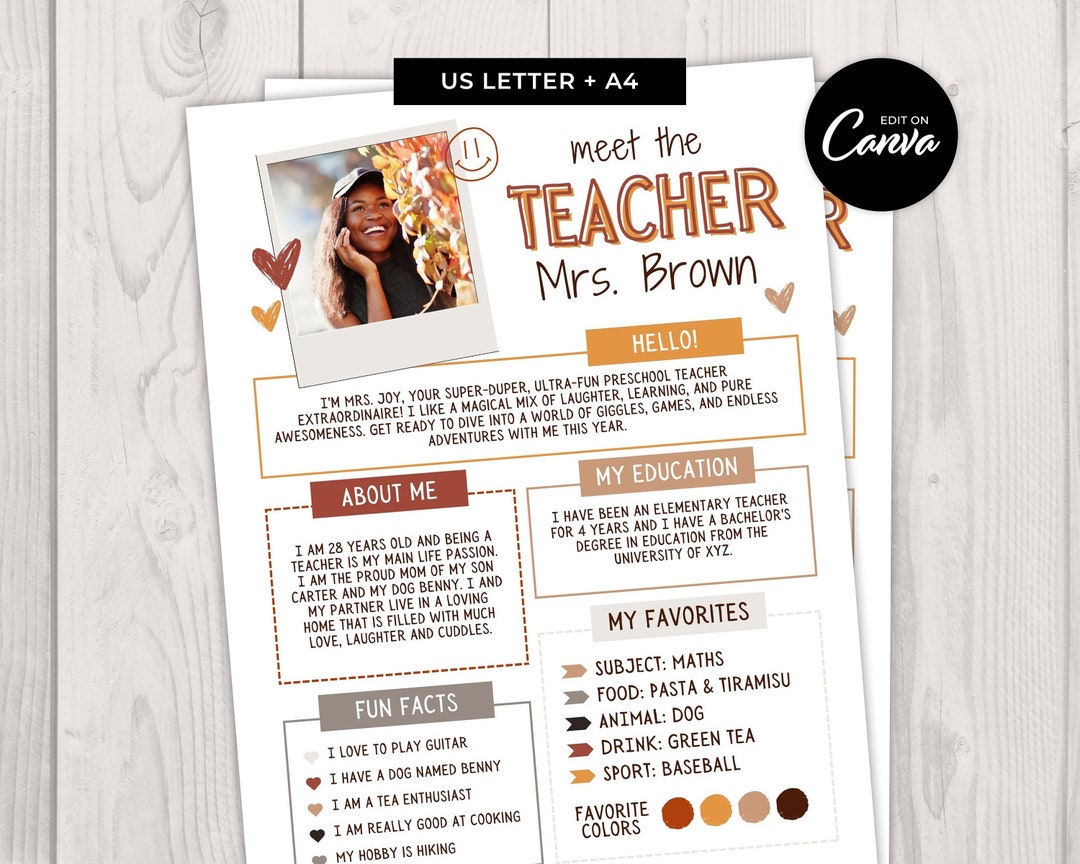 Plantilla Conozca a la Maestra - Plantilla Canva fácil de editar ...