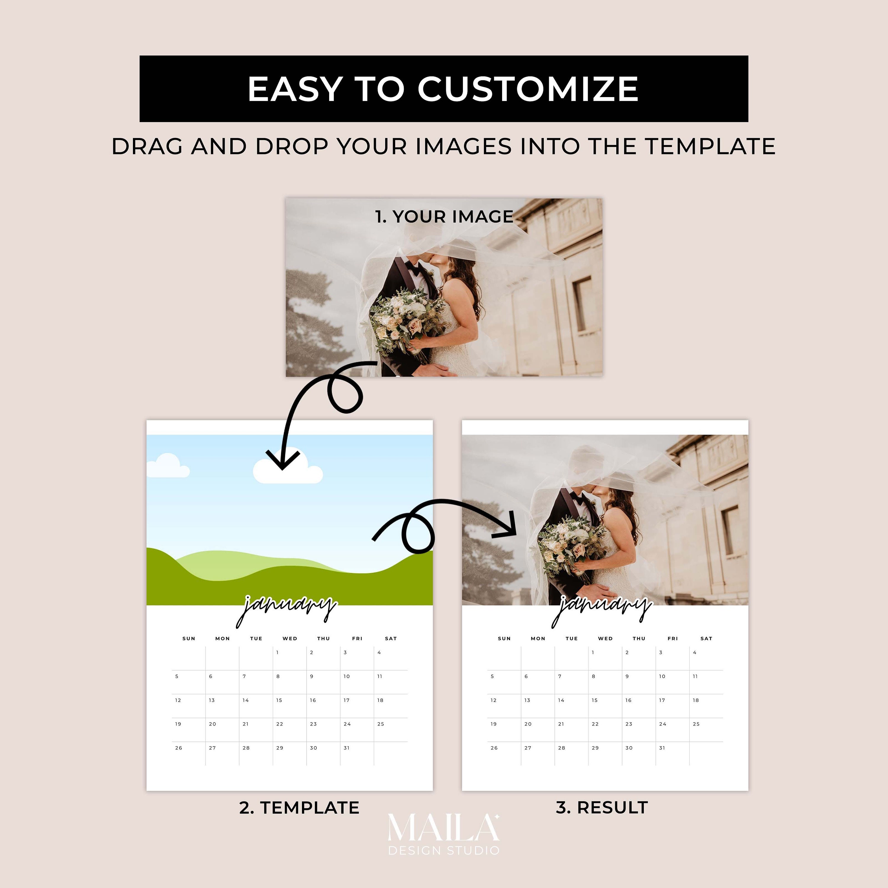 2025 Calendar Template With Photos Easy to Edit Canva Templates ...