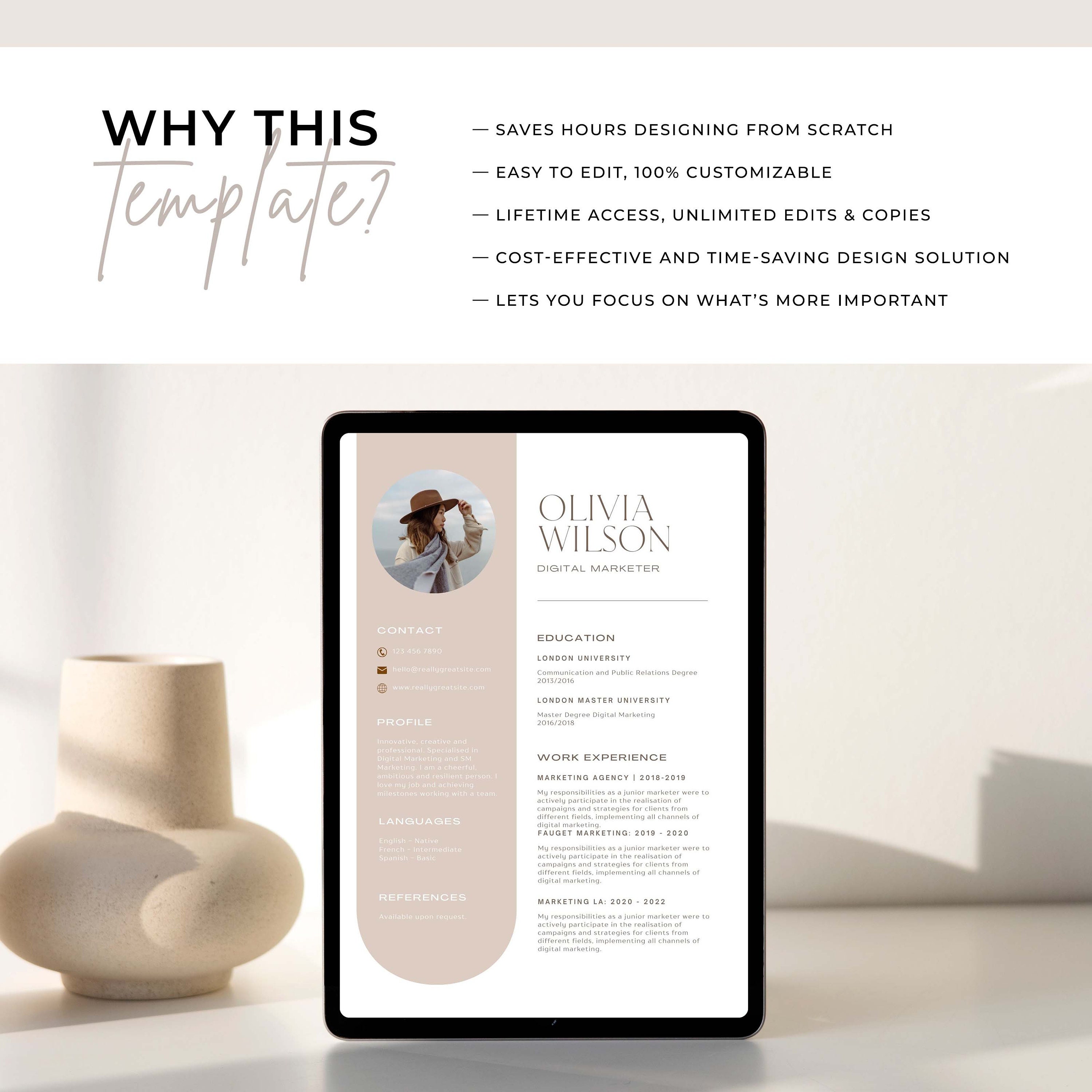 Aesthetic CV Template Easy to Edit Canva Template Editable Printable ...