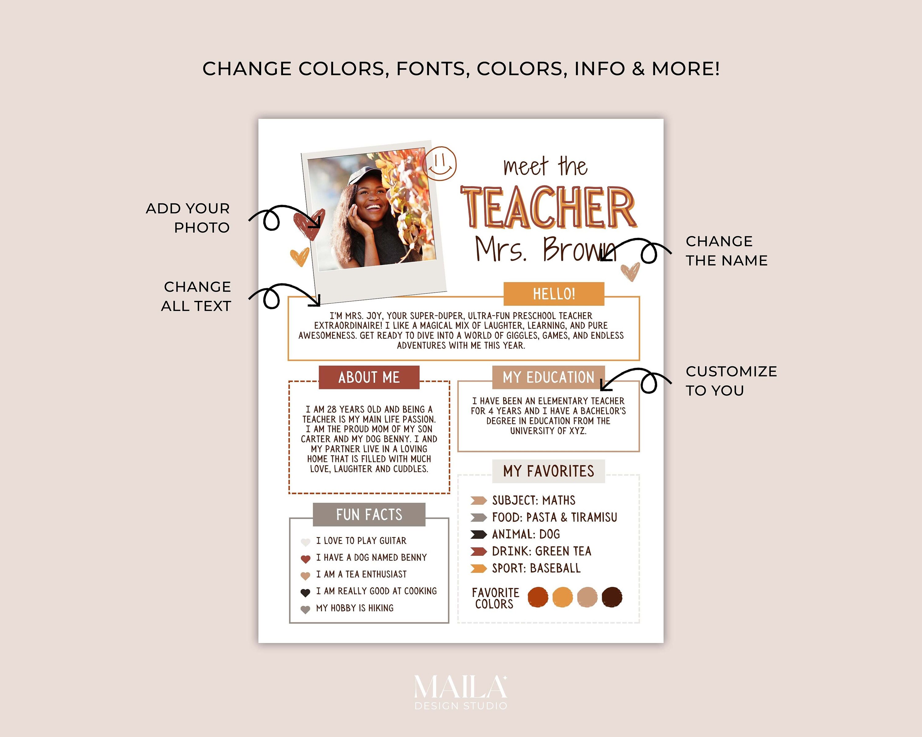 Plantilla Conozca a la Maestra - Plantilla Canva fácil de editar ...