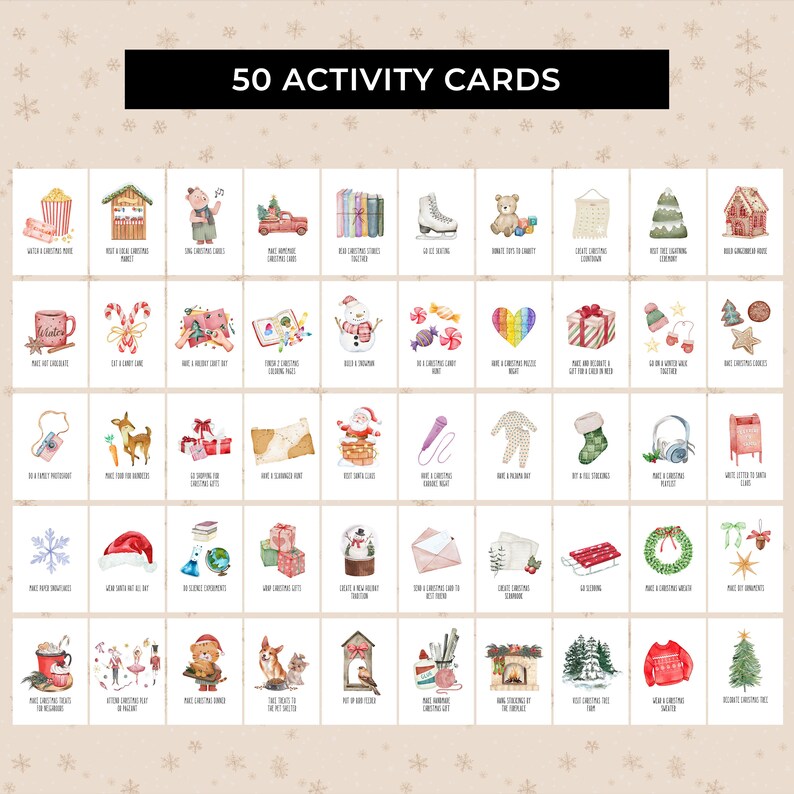 60 Printable Advent Activity Cards for Kids and Family - Instant ...