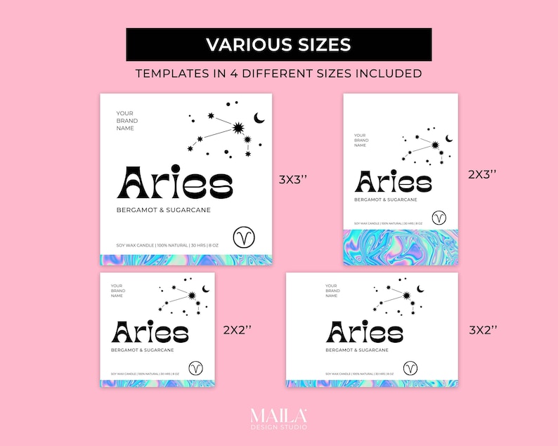 Zodiac Candle Label Template Bundle - Easy to Edit Canva Template ...