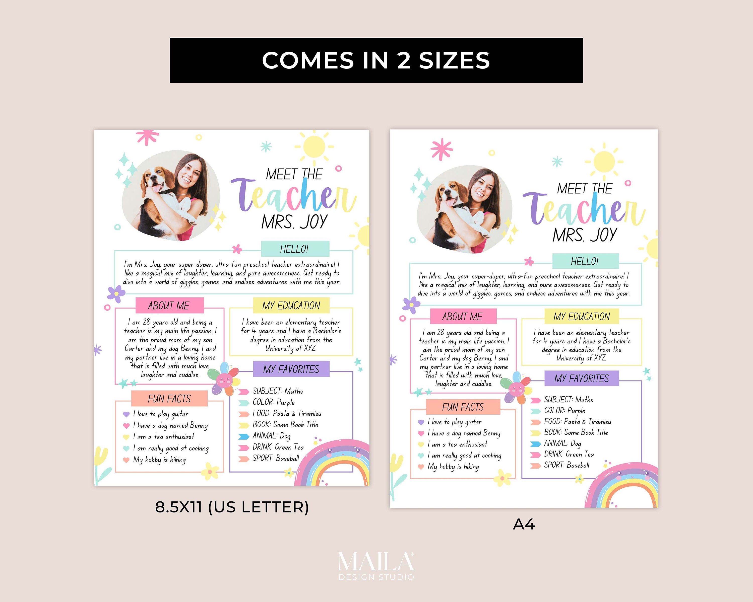 Plantilla Conozca a la Maestra - Plantilla Canva fácil de editar ...