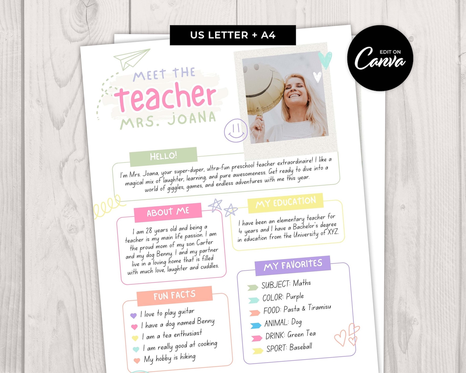 Meet the Teacher Template - Easy to Edit Canva Template - Editable ...