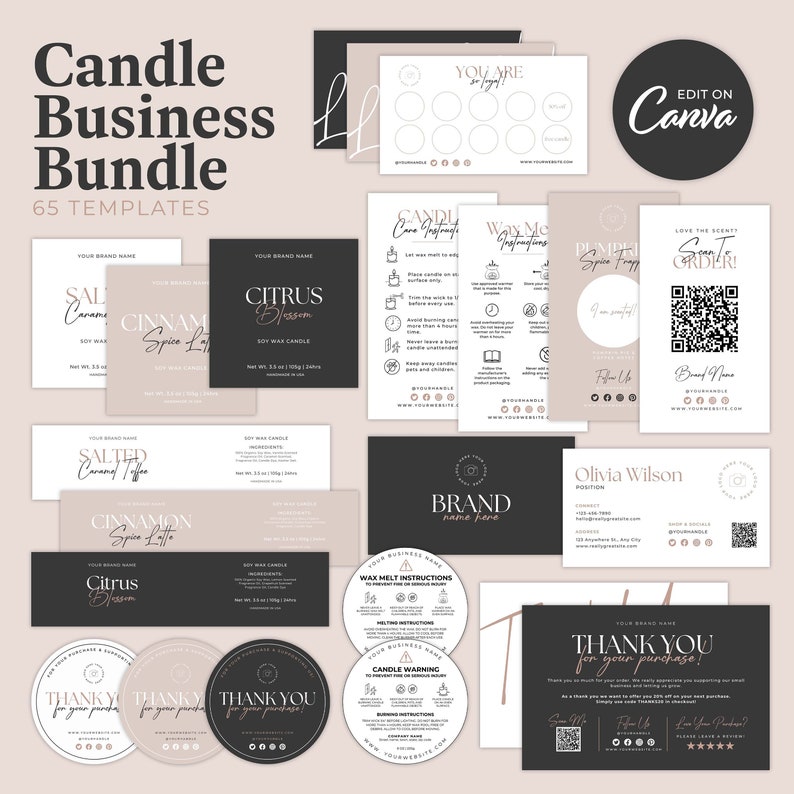 Candle Business Bundle - Editable Canva Candle Brand Template - Candle ...