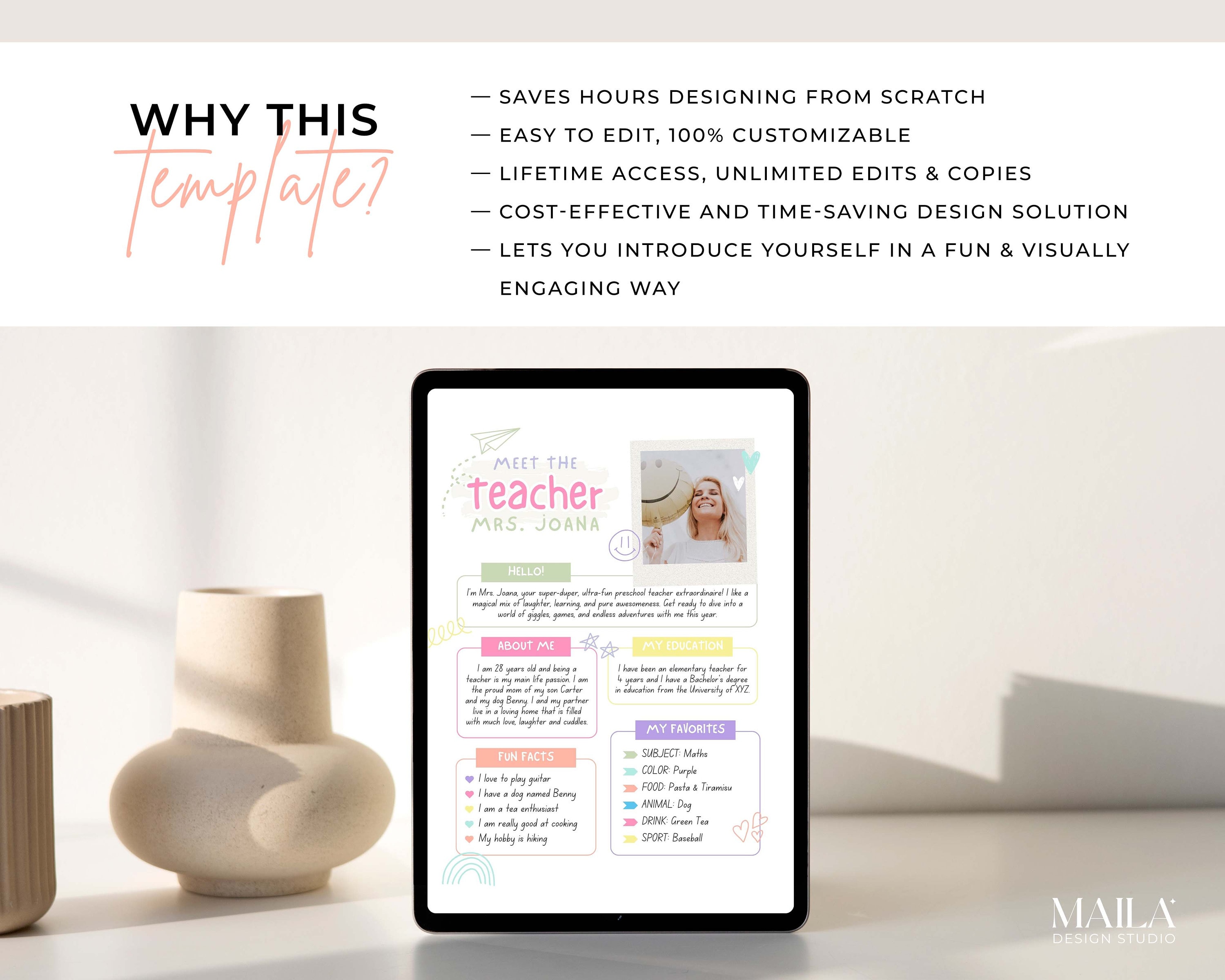 Plantilla Conozca a la maestra - Plantilla Canva fácil de editar ...