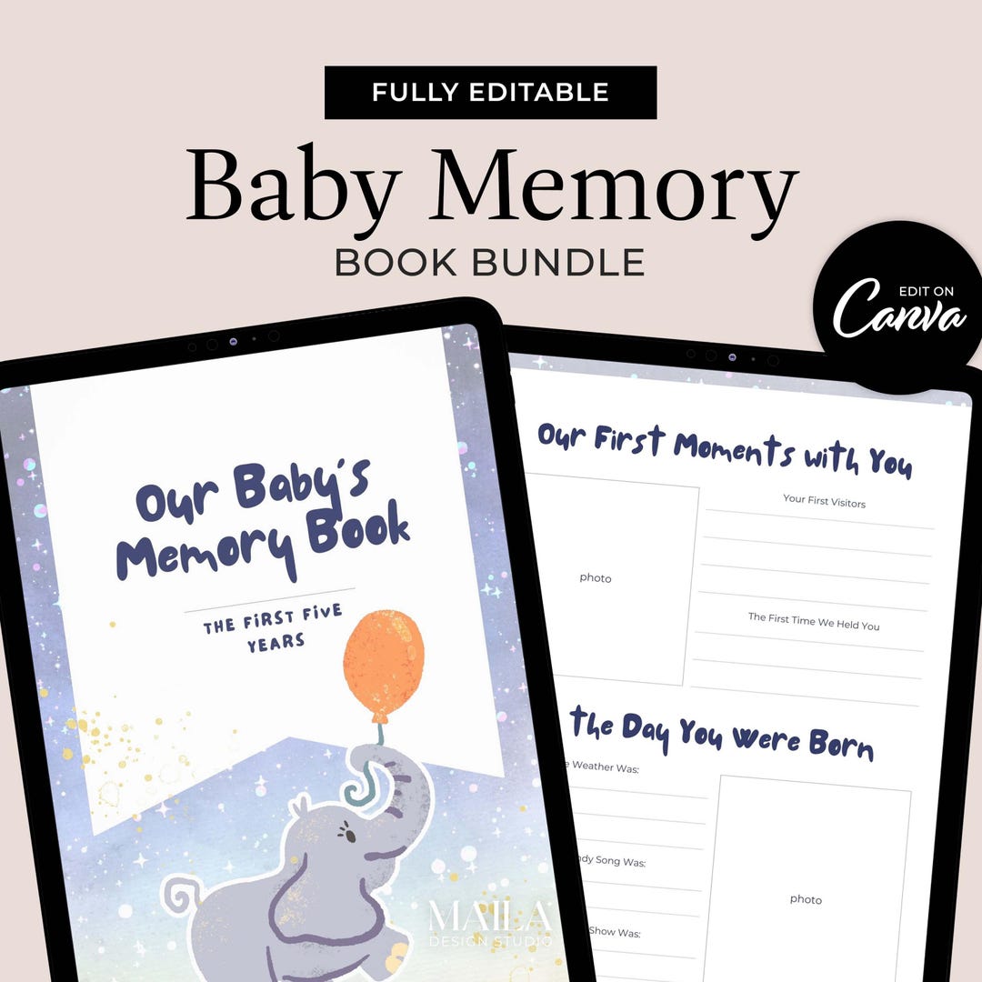 Our Baby's Memory Book Editable Fillable 90 Page One Month to Five ...