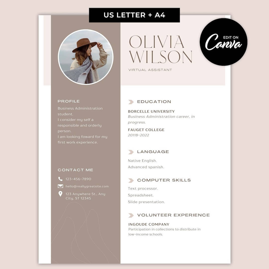 Aesthetic CV Template - Easy to Edit Canva Template - Editable ...