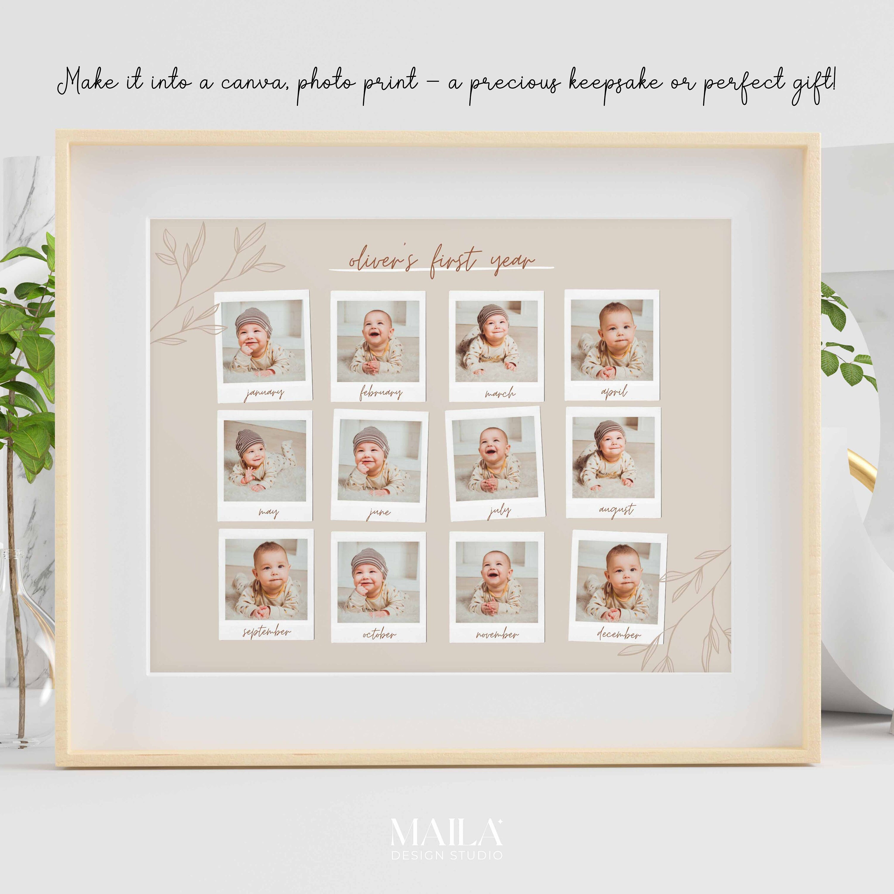 Baby First Year Photo Collage - Easy to Edit Canva Templates - Editable ...