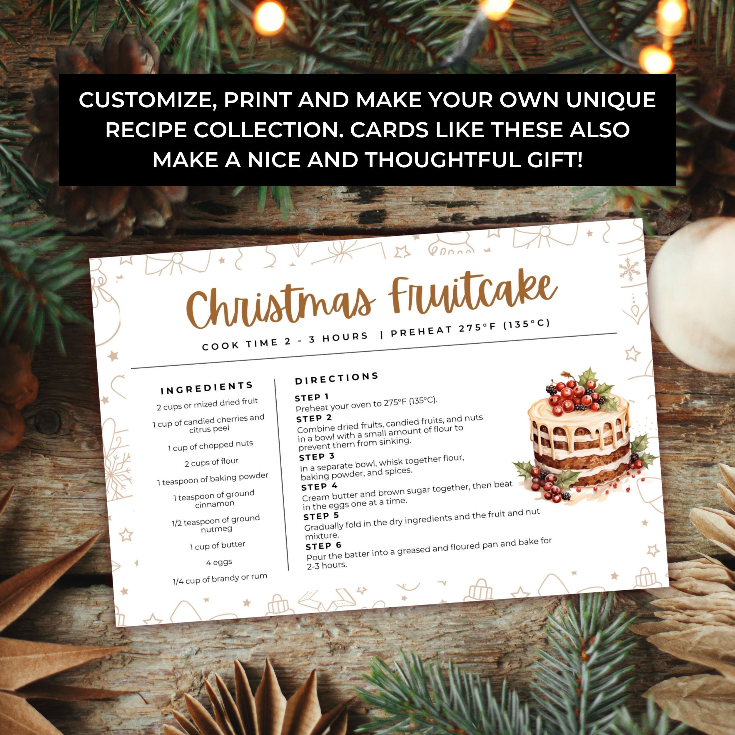 Christmas Recipe Card Template - Easy to Edit Canva Templates - 4x6 ...