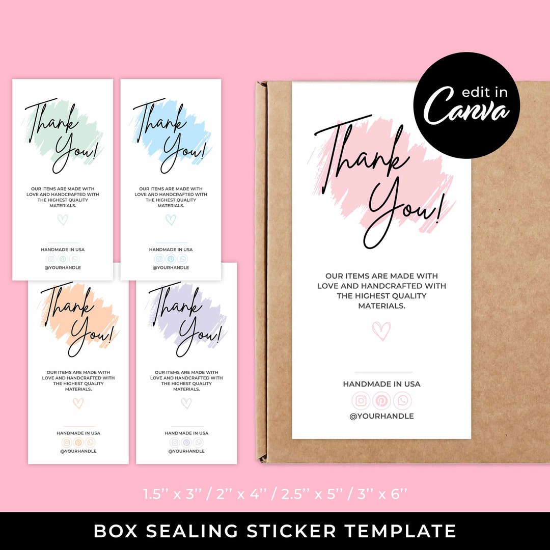 Box Seal Sticker Template - Easy to Edit Canva Templates - Editable ...