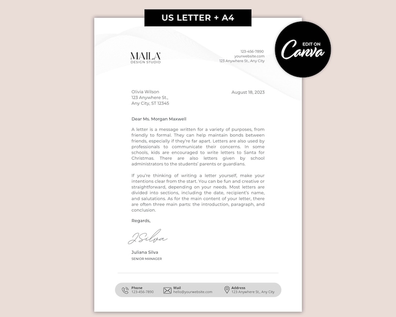 Clean & Modern Letterhead Template - Easy to Edit Canva Templates ...