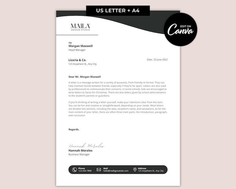 Clean & Modern Letterhead Template - Easy to Edit Canva Templates ...