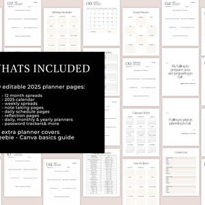 2025 Planner Template in Beige With Extra Covers - Easy to Edit Canva ...