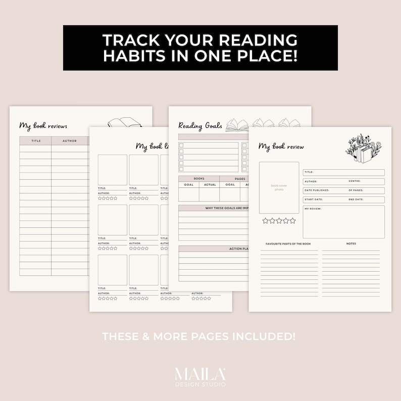 My Cozy Reading Planner - Easy to Edit Canva Template - Book Lover ...