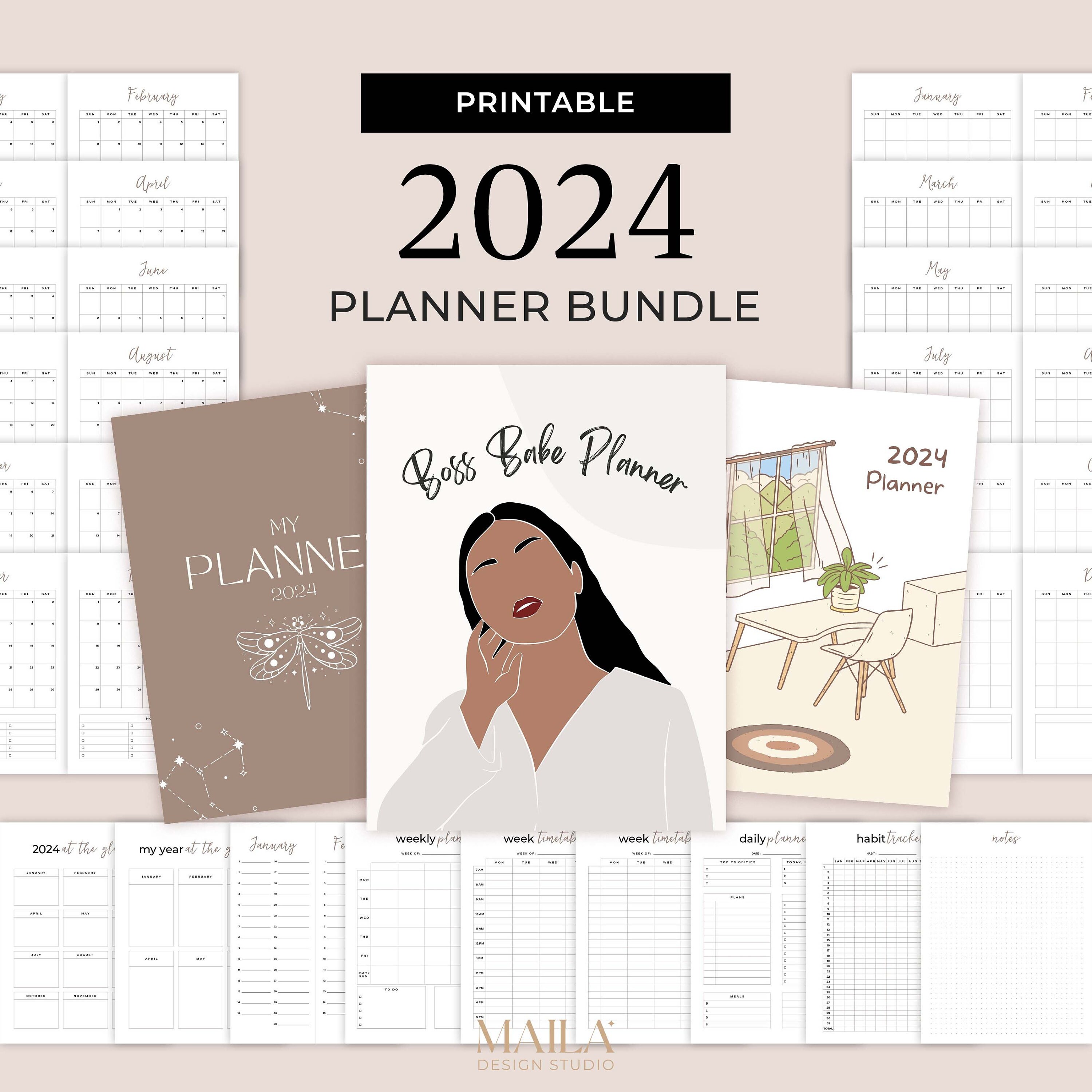 2024 Printable Planner With Extra Covers Ready to Print Minimalistic ...